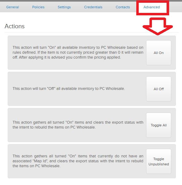 Partner Settings Advanced Settings – Quipt